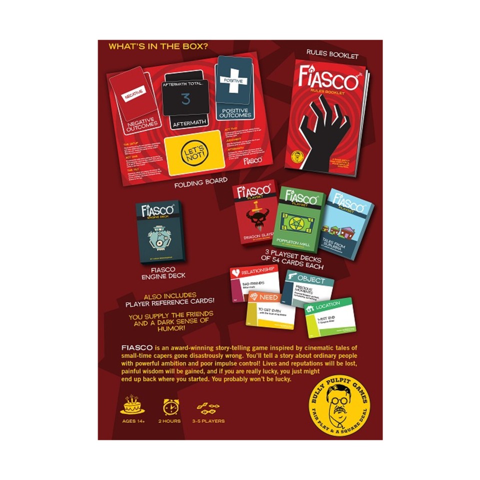 Bully Pulpit Games RPG Fiasco (Revised Ed) Box NM | eBay