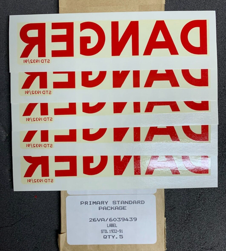 Harrier Aircraft Label Decal 'DANGER' (Packs Of 5) * STD.1932-91 ...