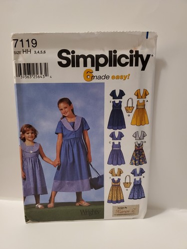 Simplicity 7119 Childs Size 3-4-5-6 or 7-8-10-12-14 Dress Uncut | eBay