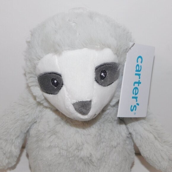 Carters Grey And White 11" Plush Stuffed Sloth Baby Toy Lovey 67912 HTF ...