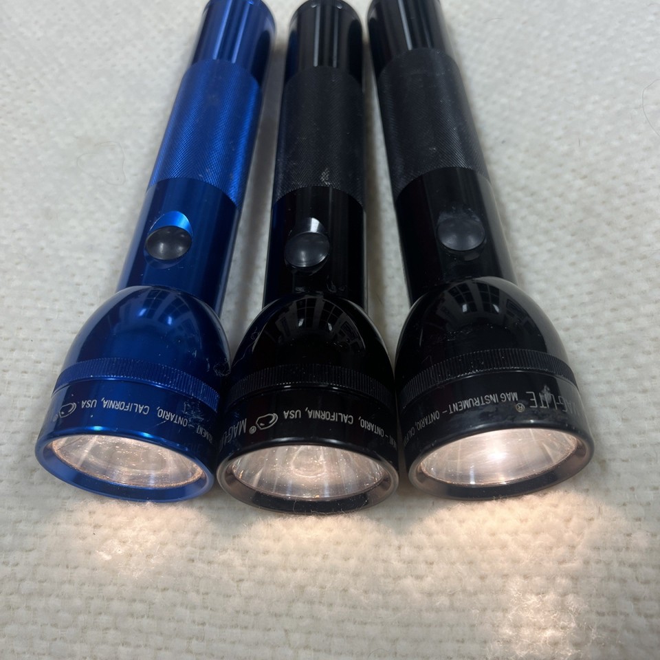 Lot Of 5 MAG-LITE Flash Lights USA Working Maglite D Cell Aluminum ...