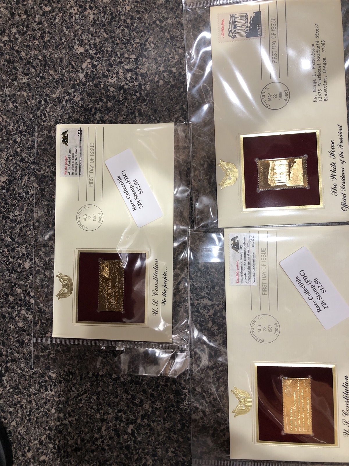 Lot of 3 Postal Commemorative Society 22K Stamps FDC Lacemaking Aug 14 ...