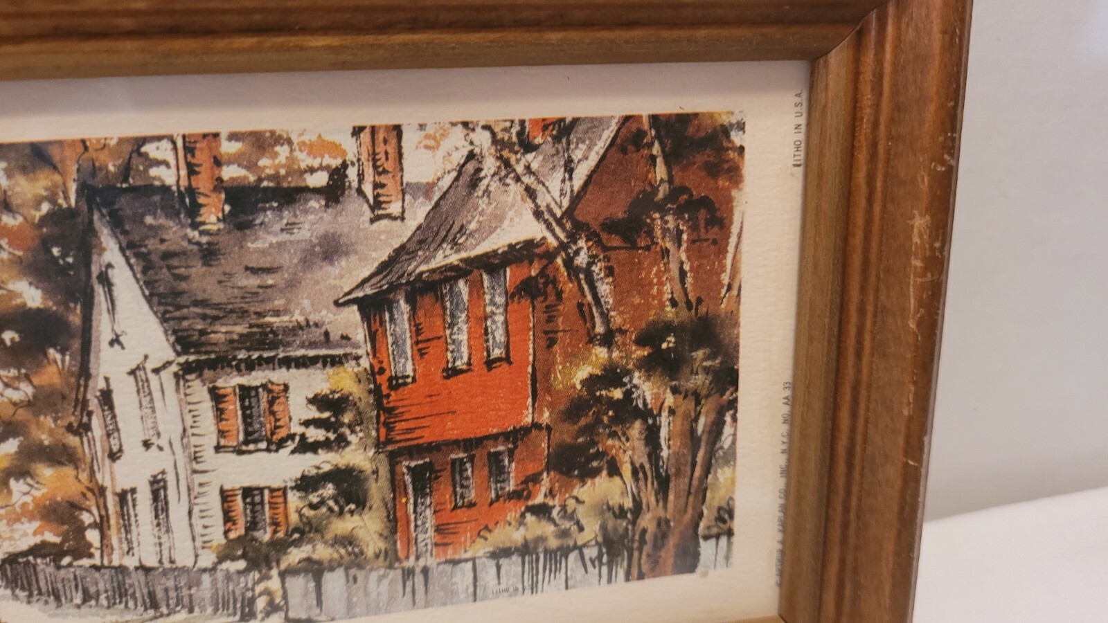 TRAVIS ART PRINT ARTHUR KAPLAN LITHO City Street WOOD FRAME 9 X 5 Inch ...