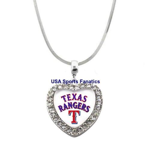 Texas Rangers 925 Necklace or Earrings or Set Team Heart With ...
