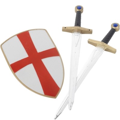 Boys Crusader Fancy Dress Swords & Shield Set Toy Knight Sword Kit by ...
