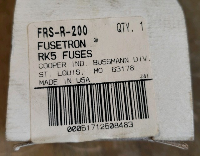 Bussmann FRS-R-200 Fusetron 600 V Amp Fuse - for sale online | eBay