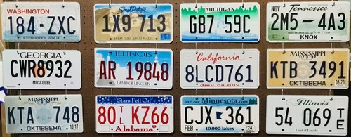 Large lot of 12 old colorful license plates - bulk - many states - low ...