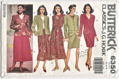 Butterick 6350 FF Sewing Pattern Jacket 2 Skirts Easy Blouse Classic ...