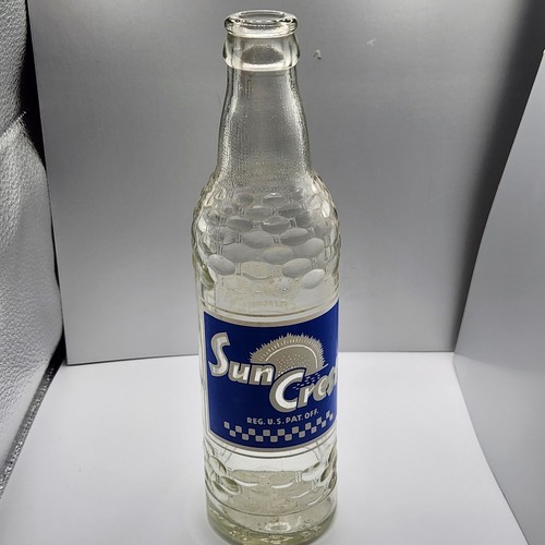 VINTAGE 1952 SUN CREST SODA GLASS BOTTLE 10 OZ PAINTED LABEL ATLANTA ...