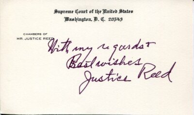 Stanley Reed US Supreme Court Justice Judge Rare Signed Autograph ...