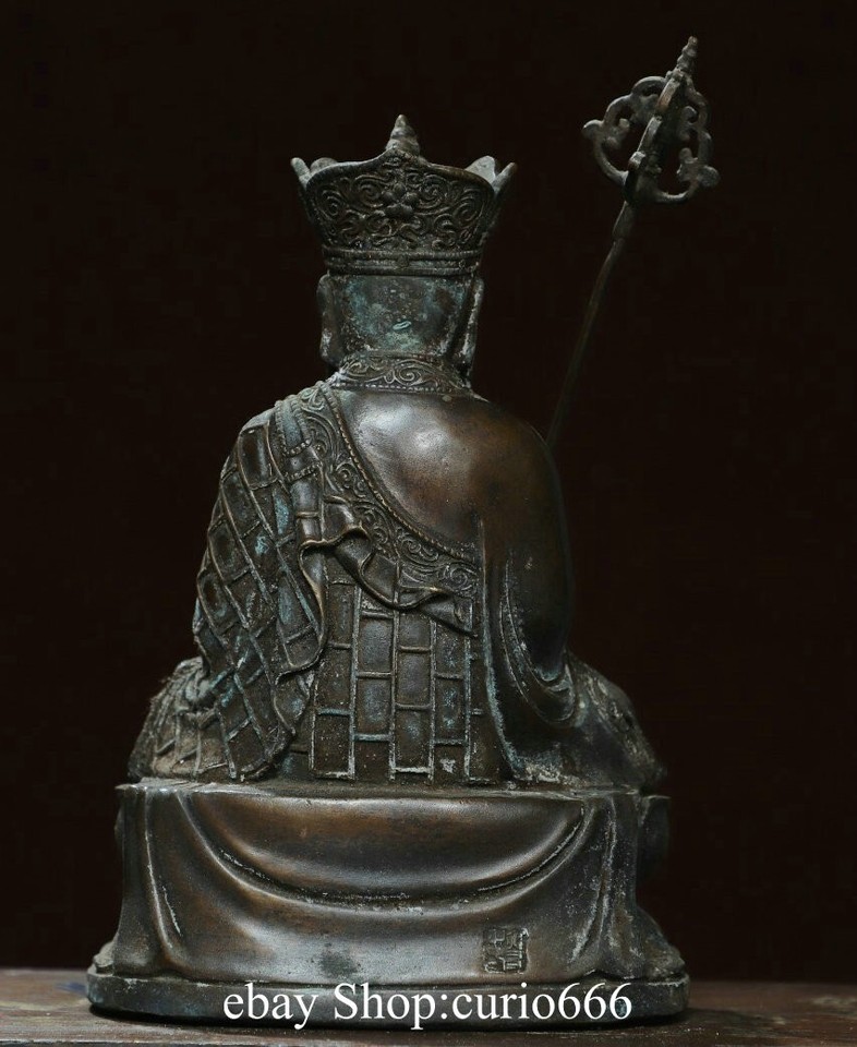 9'' Old Tibet Bronze Tang Song San Zang Ksitigarbha Boddhisattva Buddha ...
