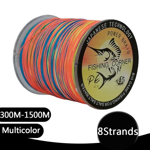 8 Strands Braided Fishing line 300-1500m Multi Color Multifilament PE ...