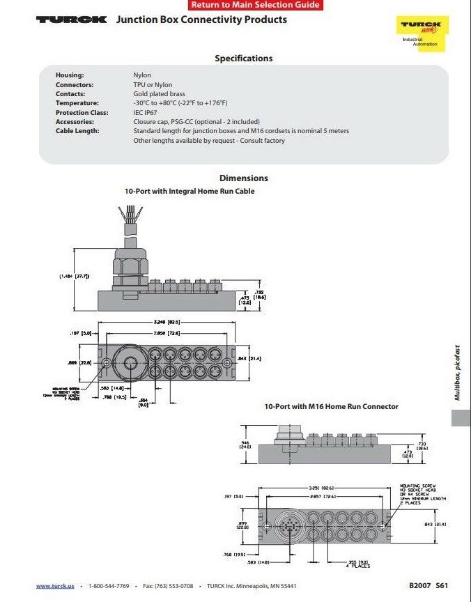 Turck VB1003-*-BSMK14/ S653/S1057 Junction Block Pico Fast Multi Box ...