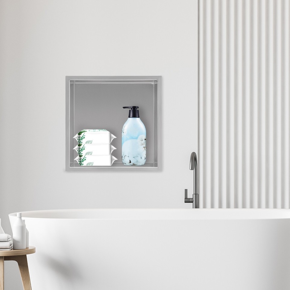Silver Grey 201 Stainless Steel Preformed Recessed Shower Niche Shelf ...