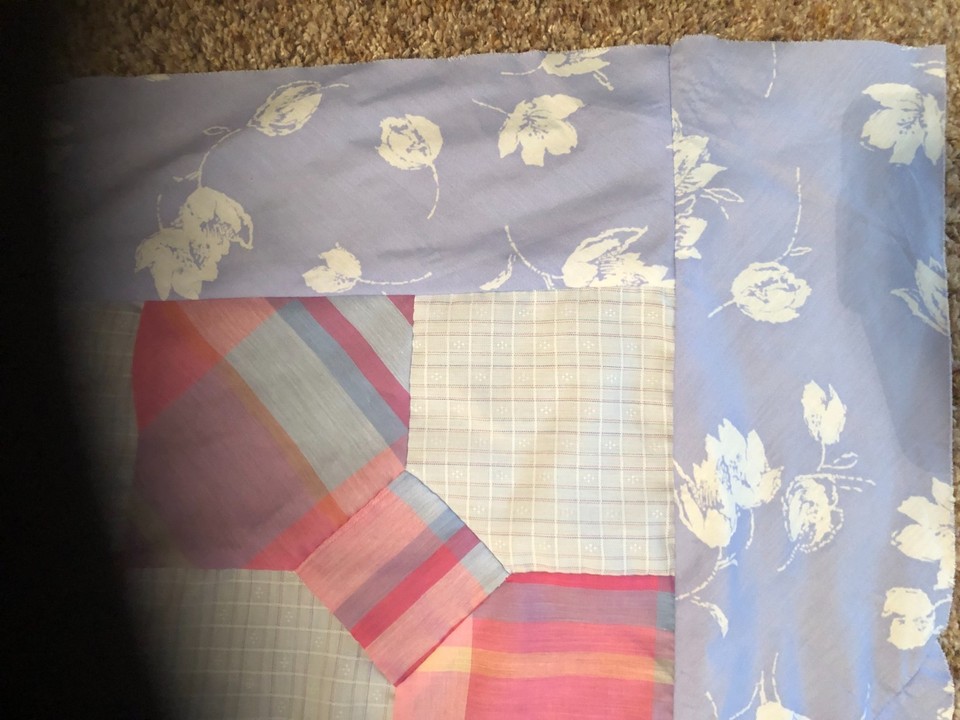 VTG Unfinished Bow Tie Patchwork Quilt Top Pink Blue White 87" x 67" | eBay