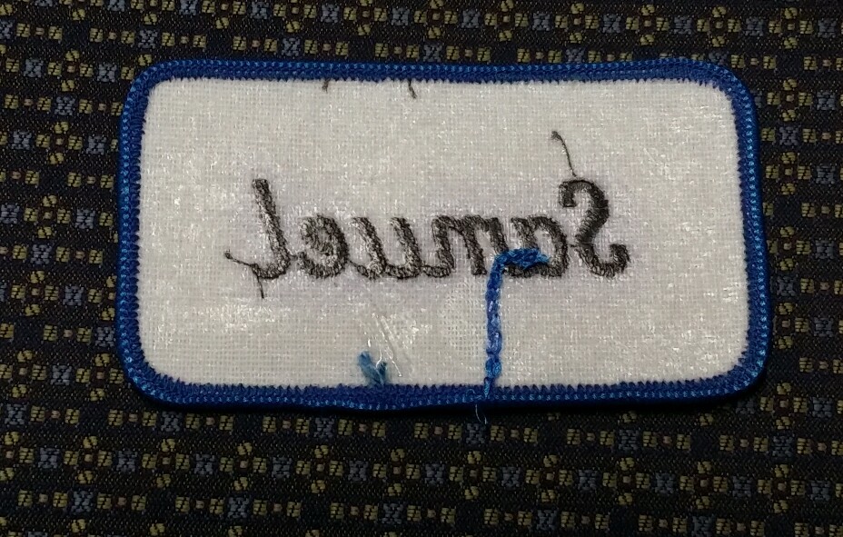 SAMUEL NAME TAG BLUE AND WHITE Iron or Sew-On Patch | eBay