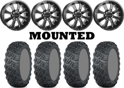 Kit 4 ITP Versa Cross Tires 30x10-15 on Raceline A77 Mamba Black Wheels ...