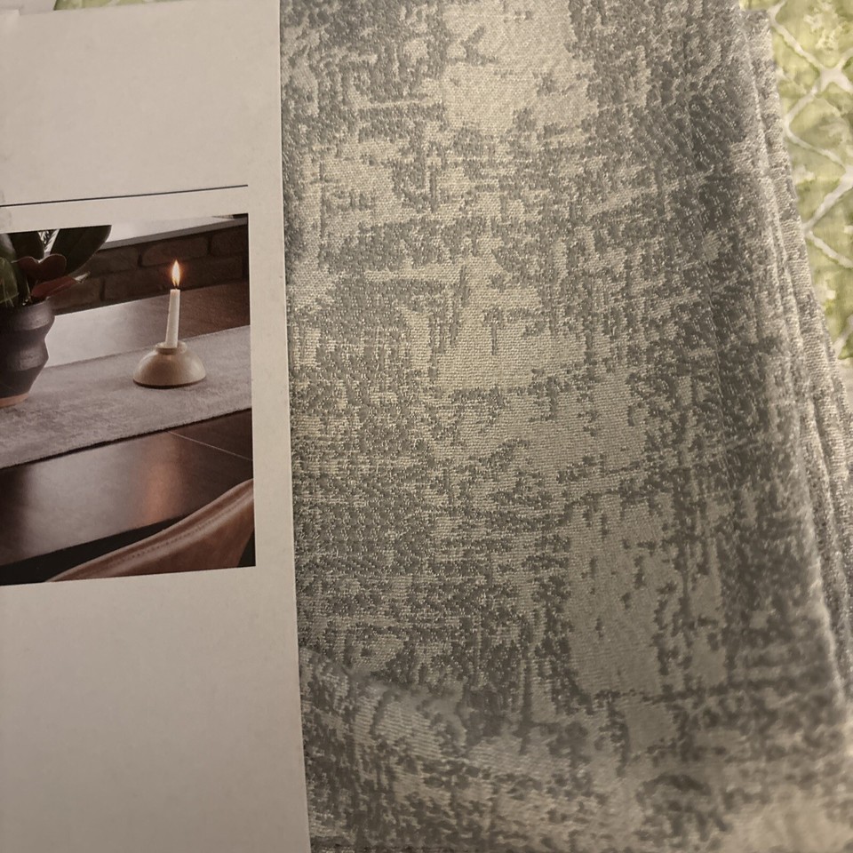 14" x 72” Jacquard Luxe Cotton/Polyester Table Runner Gray - Threshold ...