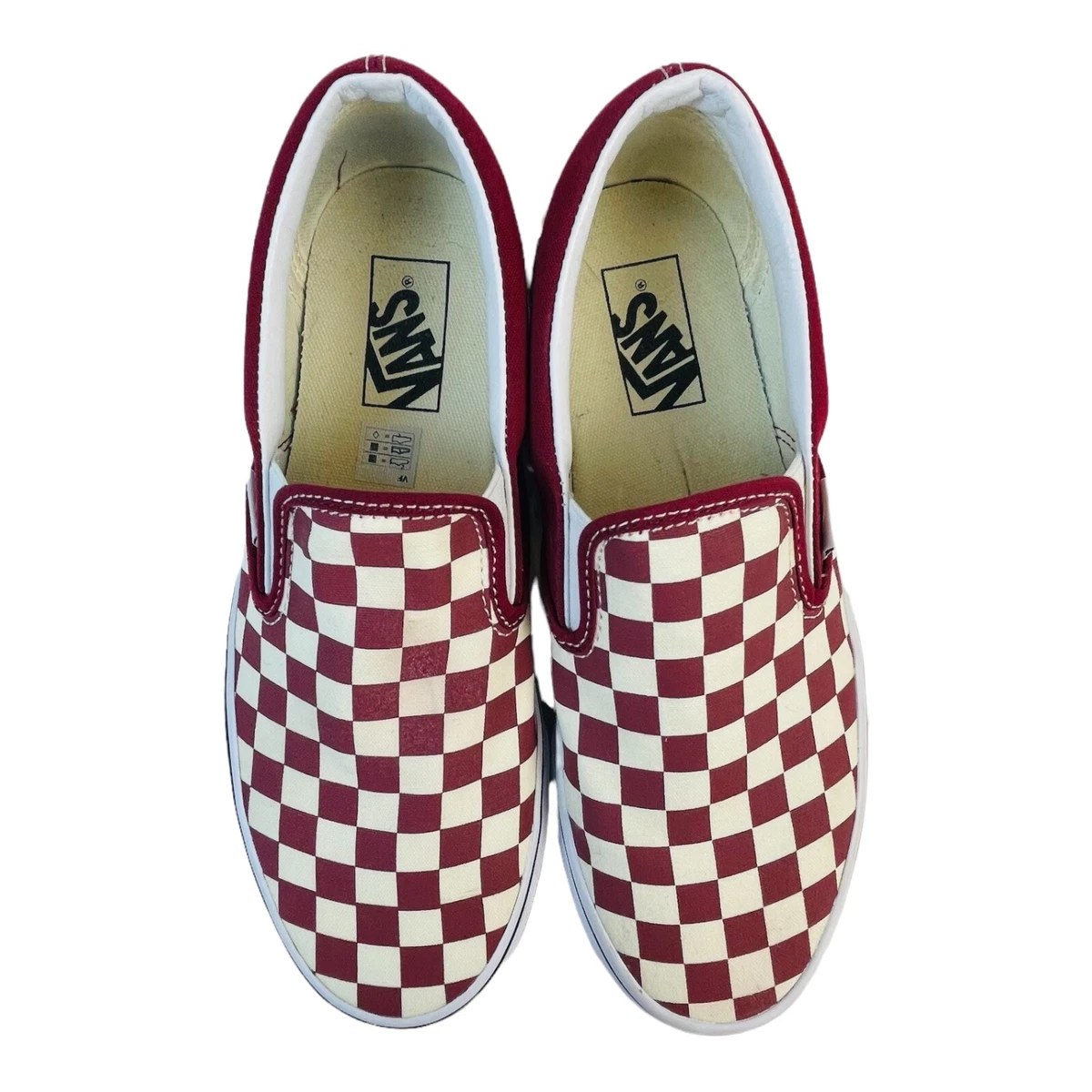 online purchase cheap 1921 Vans Unisex White Burgundy 500714 Checkboard ...