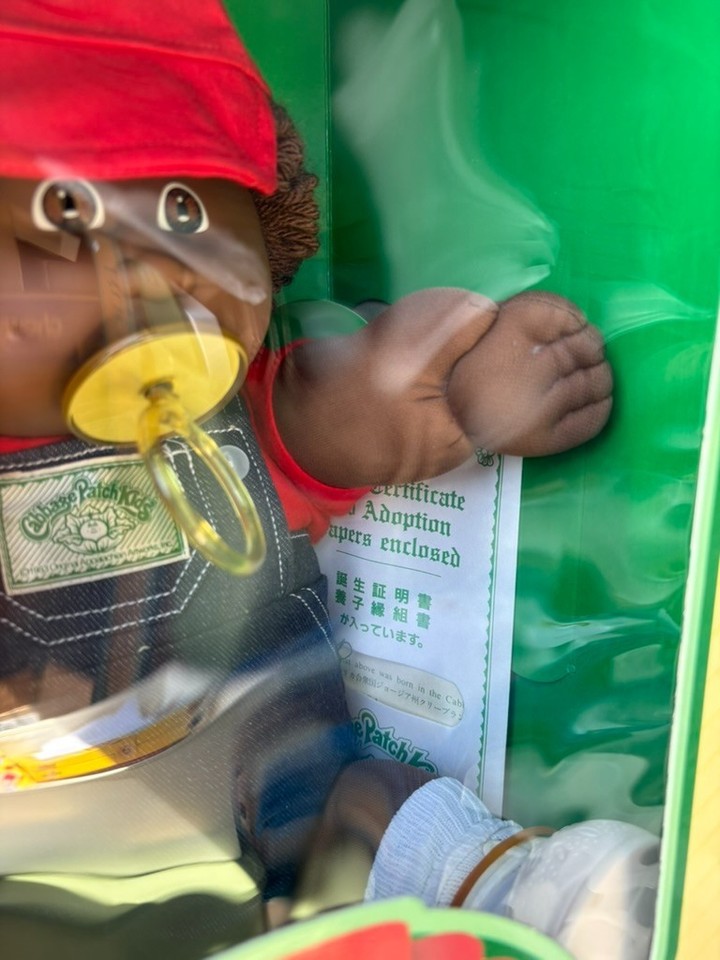 1985 Tsukuda Japanese Cabbage Patch Kid Dark Skin Denim Overalls Red ...