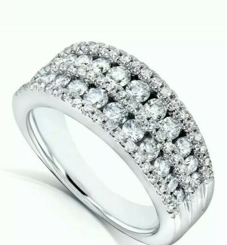 1.5Ct Multi-Row Round Lab Created Diamond Anniversary Ring For Womans ...