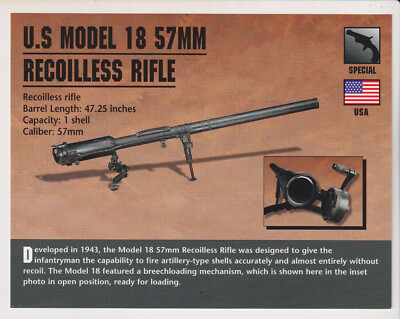 U.S. MODEL 18 57mm RECOILLESS RIFLE Gun USA Atlas Classic Firearms ...