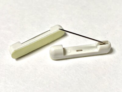25 Pack White Safety Pin Bar W/Adhesive ID Badge - 1.5 inch | eBay