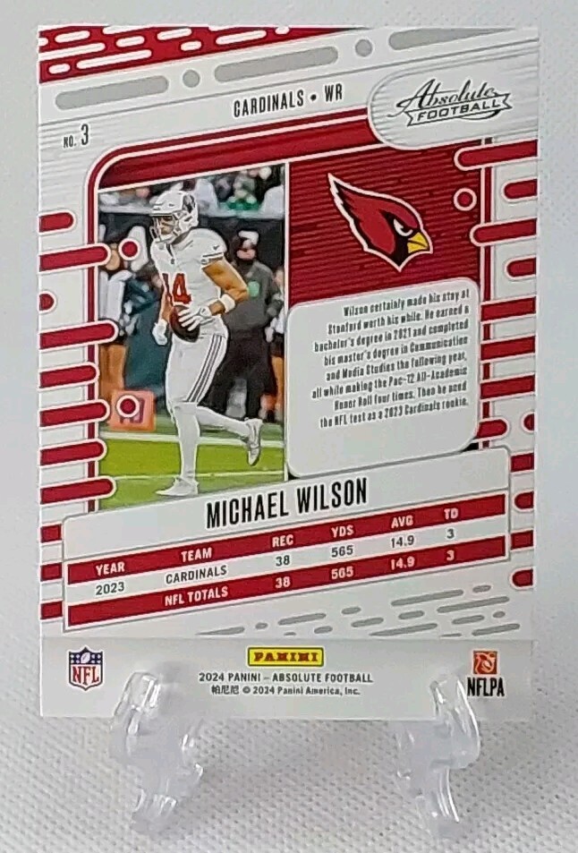 🏈2024 absolute MICHAEL WILSON (red & blue) football card #3🏈 *Cardinals ...