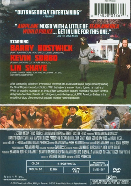 FDR: American Badass, DVD, 2012, New Factory Sealed, Kevin Sorbo, Barry ...