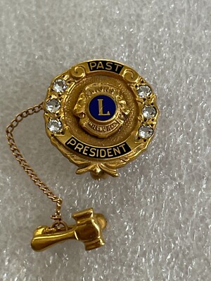 Vintage Past President Lions Club Tie Tack Chain Pin Gold Filled ...