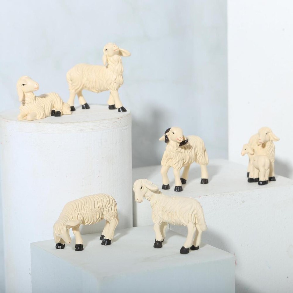 6PCS Sheep Toys Animal Figurines dollhouse Miniature Resin Ornament ...