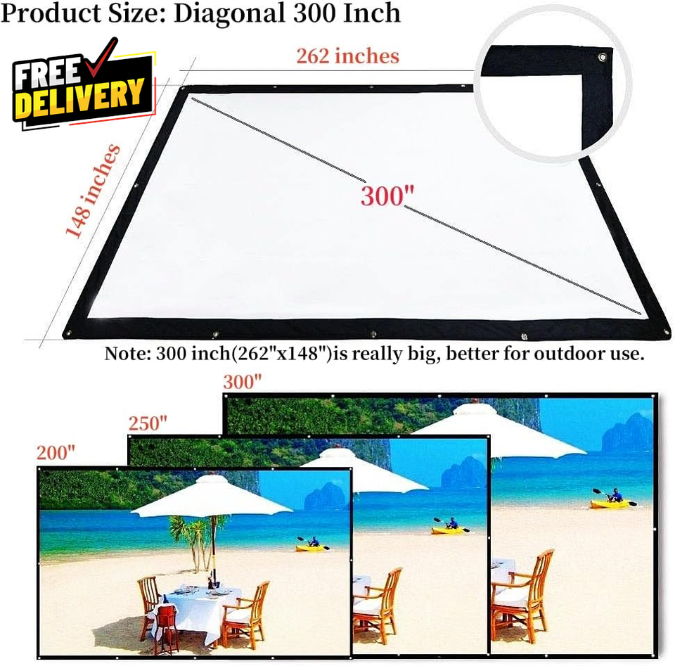 300 Inch Projector Screen Portable Outdoor Movie Screen Big Size ...
