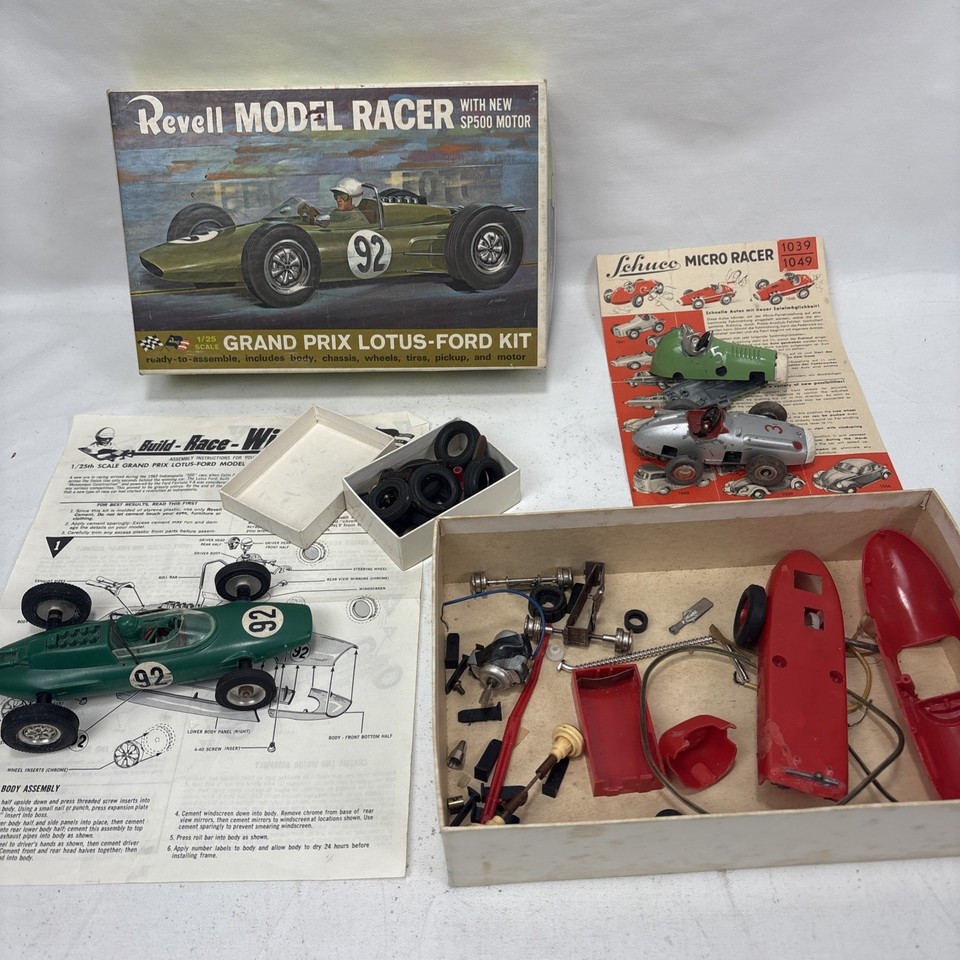 Vintage Slot Car Model Kit Revell Racer Grand Prix Lotus & Schuco Car ...