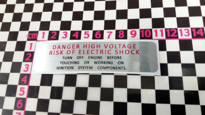 Period High Voltage Sticker - Classic Car Detail Underbonnet Engine ...