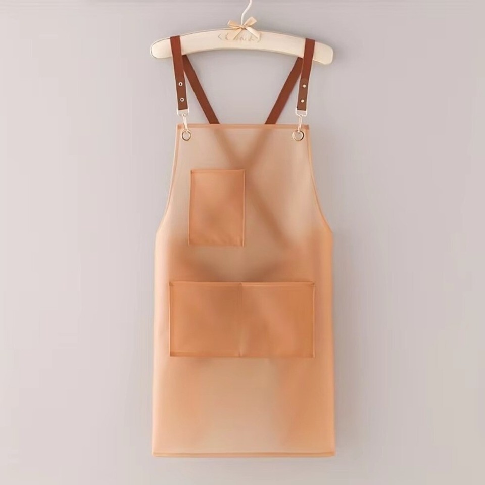 Waterproof Kitchen Apron Transparent Black Cleaning Aprons Fashion Work ...