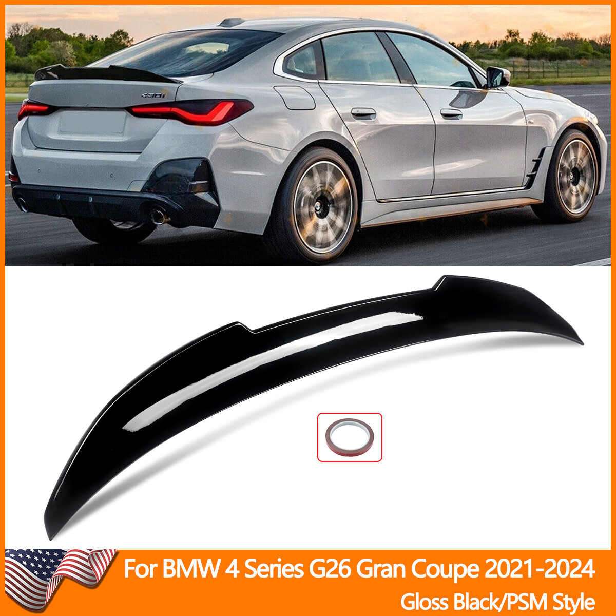 1x Gloss Black PSM Style Rear Trunk Spoiler Wing Lip For 2021-24 BMW ...