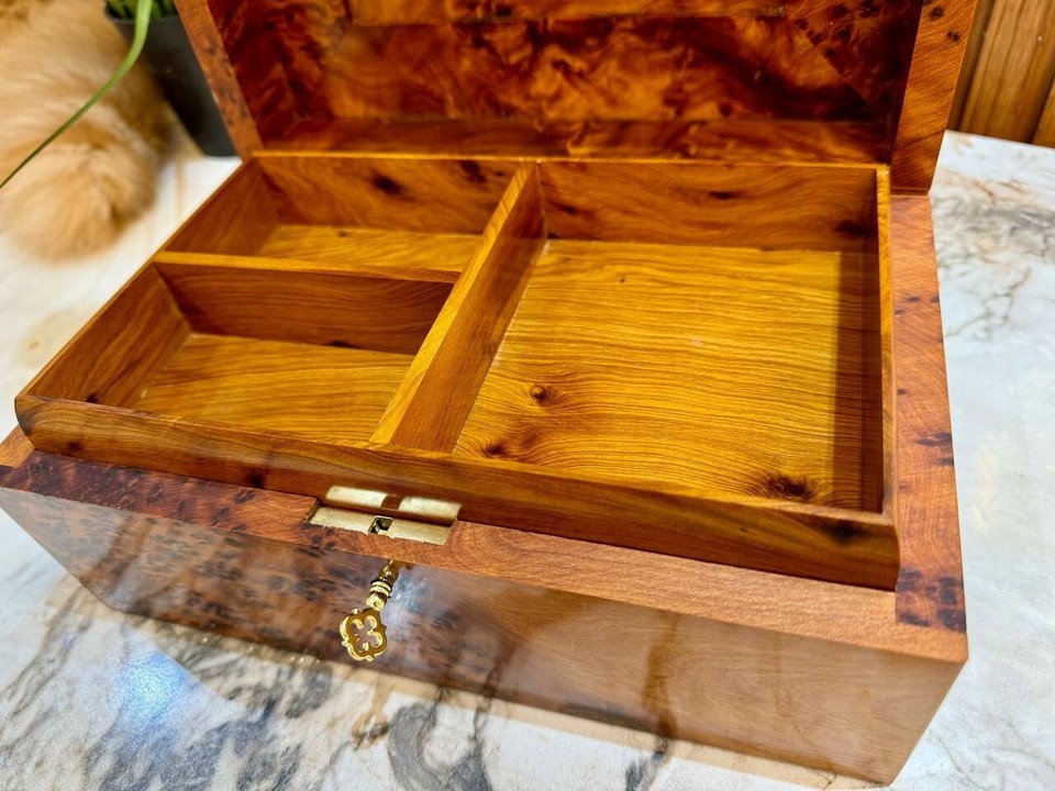 Moroccan jewellery Box large lockable thuya wooden burl Jewelry Box ...