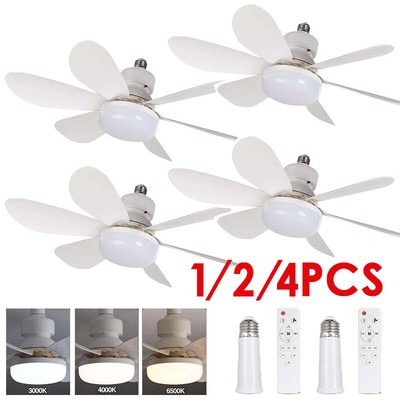 1-4X Ceiling Fan E27 Fan Light 40W with Dimmable LED Light Remote ...