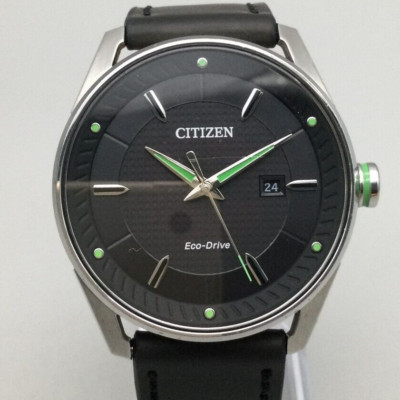 Citizen Eco-Drive Watch Men 42mm Silver Tone Black Green Dial E111 ...