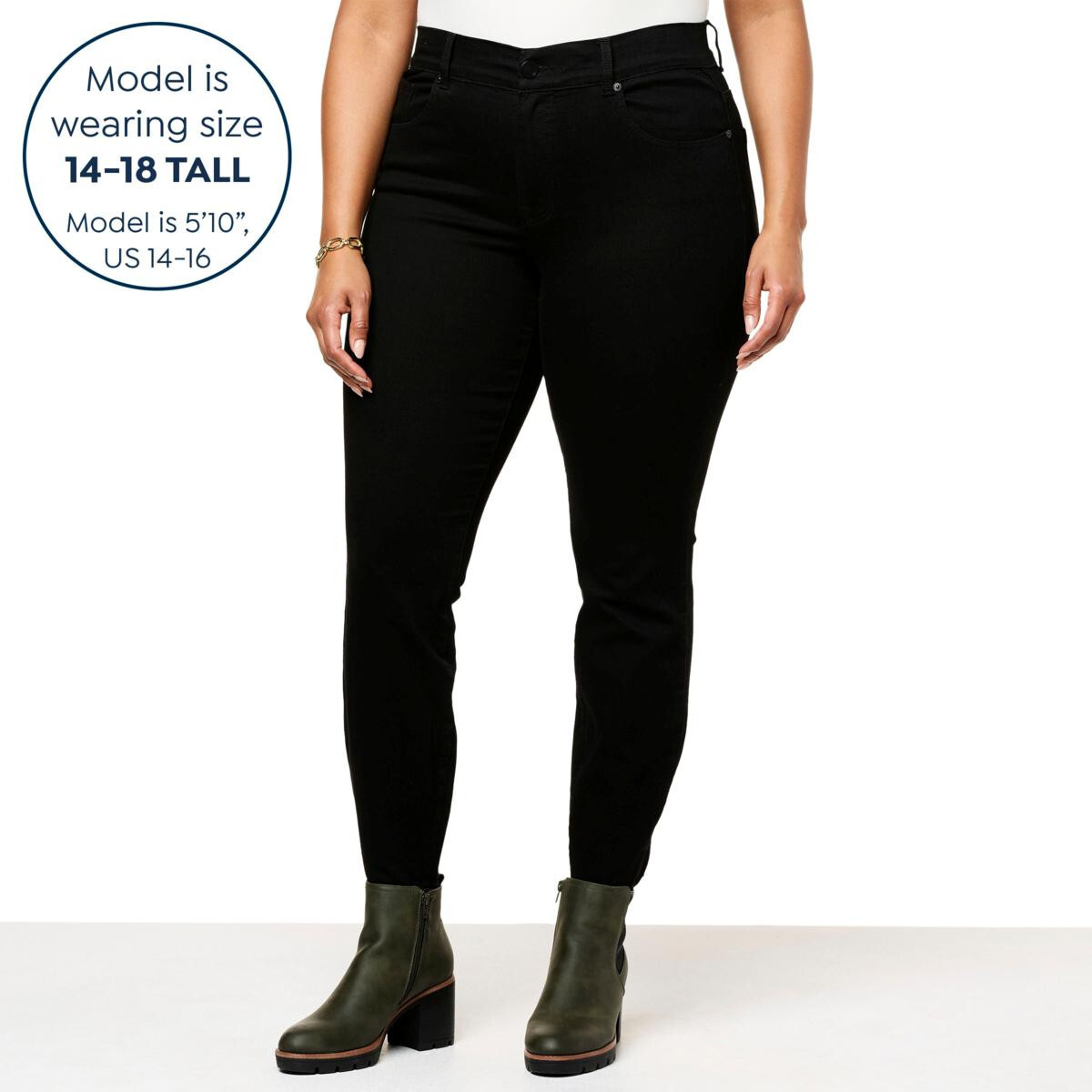 DG2 by Diane Gilman Infinity Tri-Fit Ultra-Skinny Jeans, Black, 22-24 ...