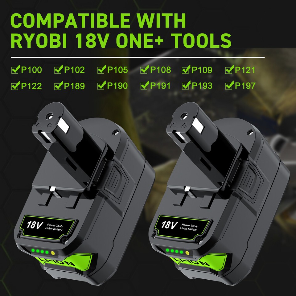 High Capacity Battery 12AH For RYOBI P108 18V One Plus 18 Volt Lithium ...