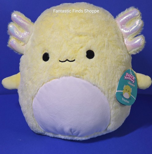 Squishmallows FuzzAMallows Treyton the Yellow Axolotl 12" NWT | eBay
