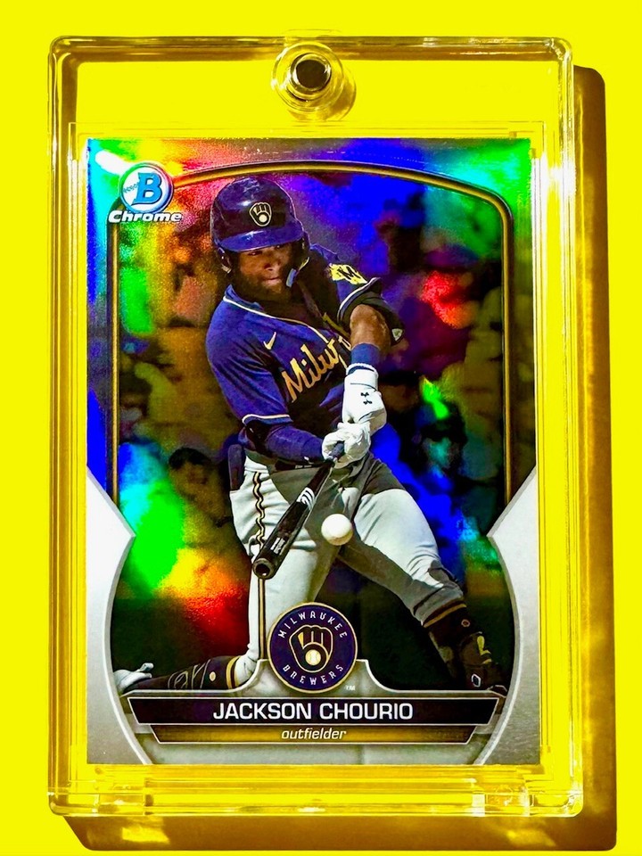 Jackson Chourio BOWMAN CHROME SILVER REFRACTOR ROOKIE CARD BREWERS RC ...
