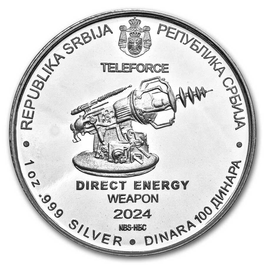 2024 Serbia Tesla Teleforce Direct Energy Weapon 1 oz Silver PROOF ...