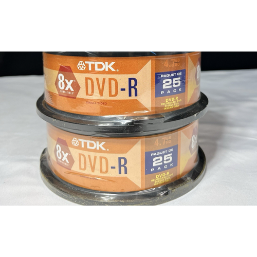 50 TDK DVD-R 4.7GB 8x Recordable Discs 120 minutes Video Audio Sealed ...