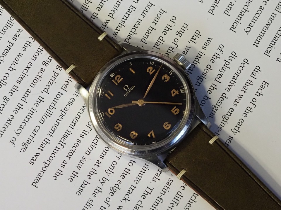 Omega Gilt Lacquered Black Dial Ref 2179/3 Cal 30T2 Center Seconds 1947 ...