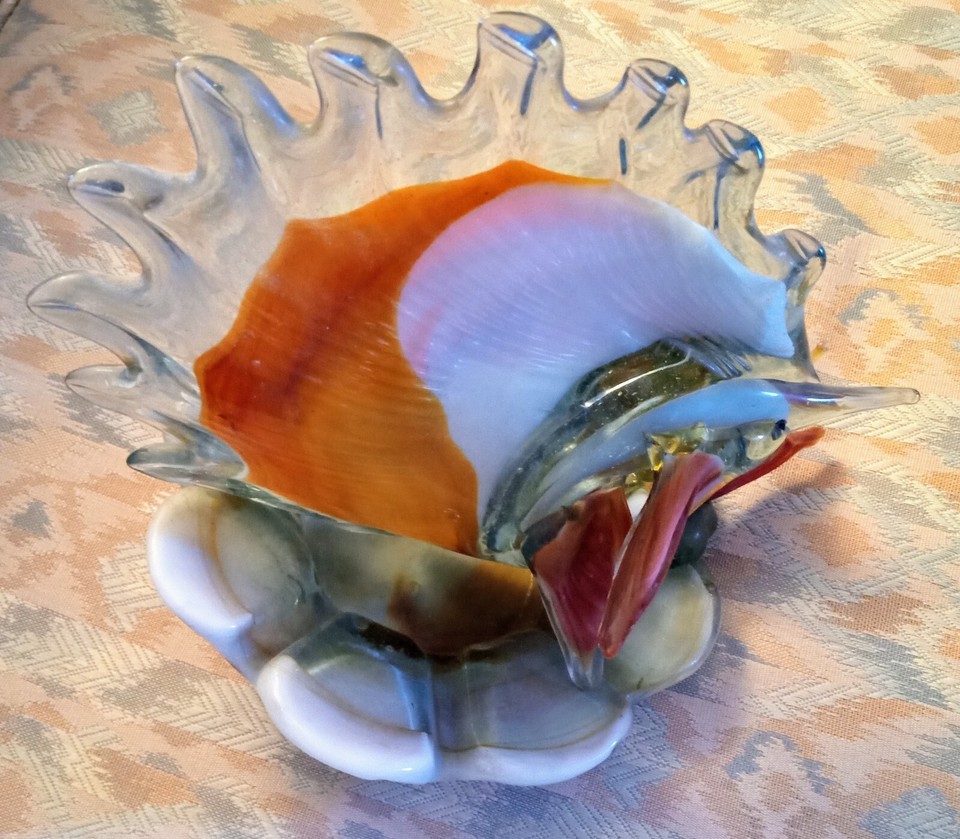 Colorful VTG Murano Style Glass Sailfish Swordfish Marlin Candy Dish ...