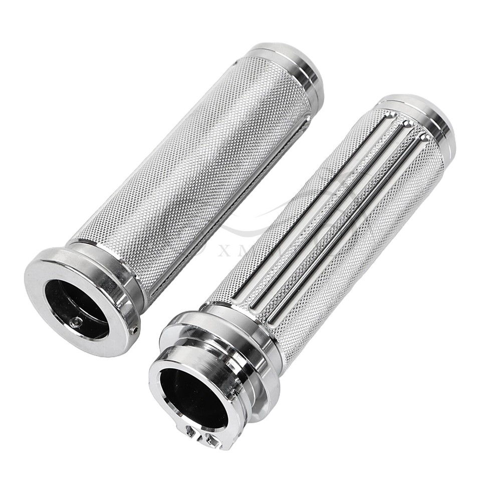 Chrome 1" Handlebar Hand Grip For Harley Touring Softail FXST Deluxe ...