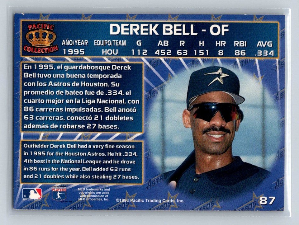 1996 Pacific Crown Collection Derek Bell #87 Houston Astros | eBay