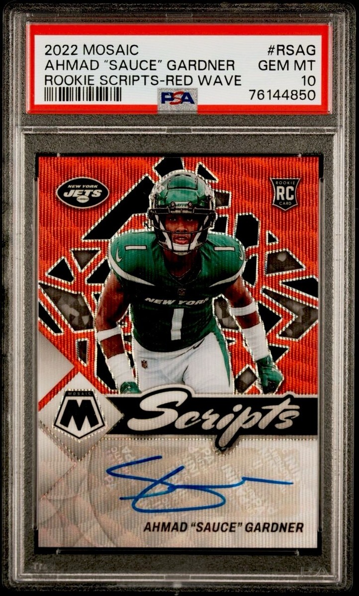 2022 Panini Mosaic - Rookie Scripts Ahmad Gardner #RS-AG Red 2022 Panini Mosaic - Rookie Scripts Ahmad Gardner #RS-AG Red